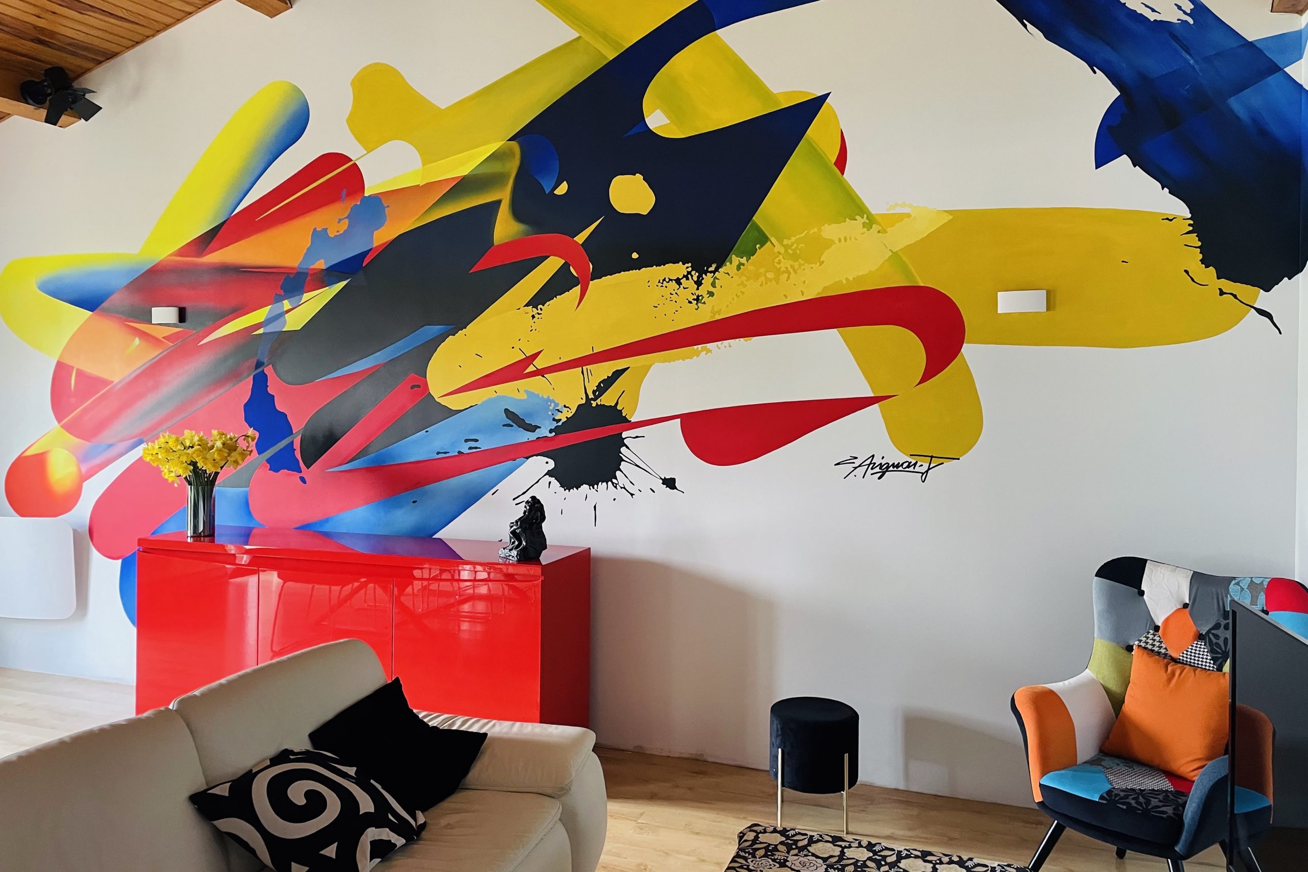 Fresque design & intérieur contemporain - Halltimes